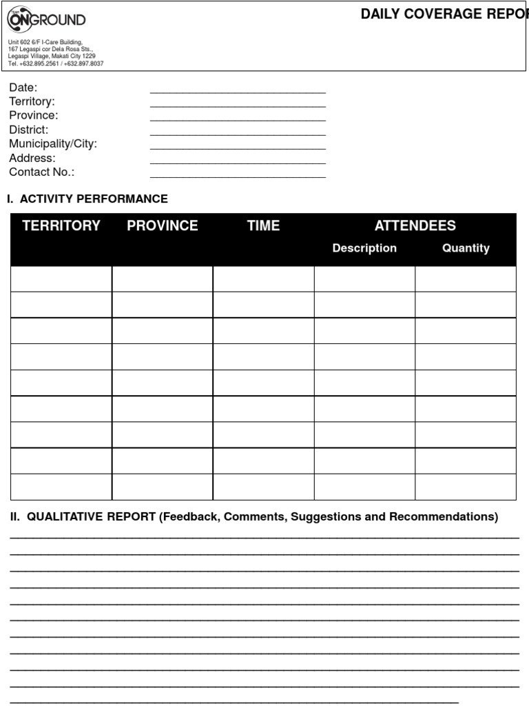 Daily Coverage Report Template | PDF