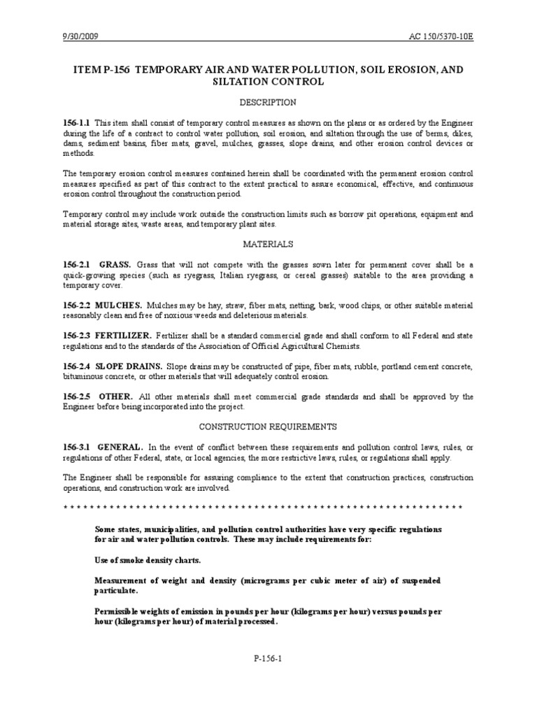 Temporary Air and Water Pollution, Soil Erosion, and Siltation Control ...