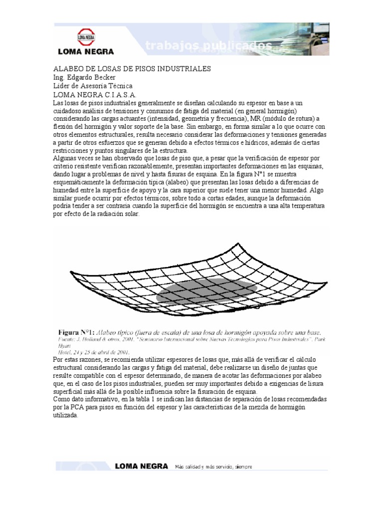 Alabeo de Losas de Pisos Ales | PDF | Fatiga (material) | Hormigón