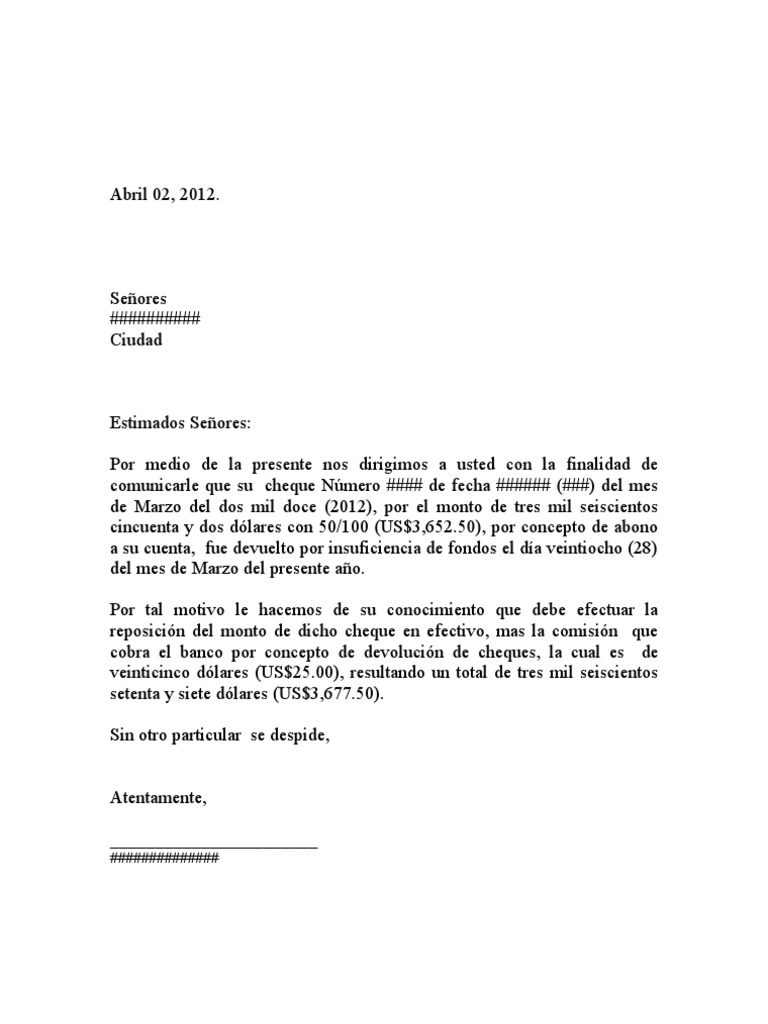 Modelo De Aviso De Cobro