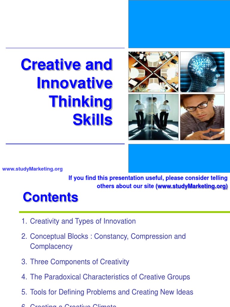 Creative and Innovative Thinking Skills | PDF | Self-Improvement ...