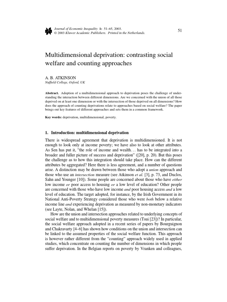 Atkinson, Anthony - Multidimensional Deprivation. Contrasting Social ...