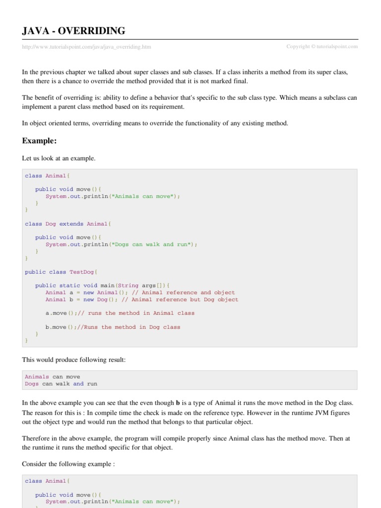 Java Overriding Pdf Method Computer Programming Inheritance Object Oriented Programming 1268