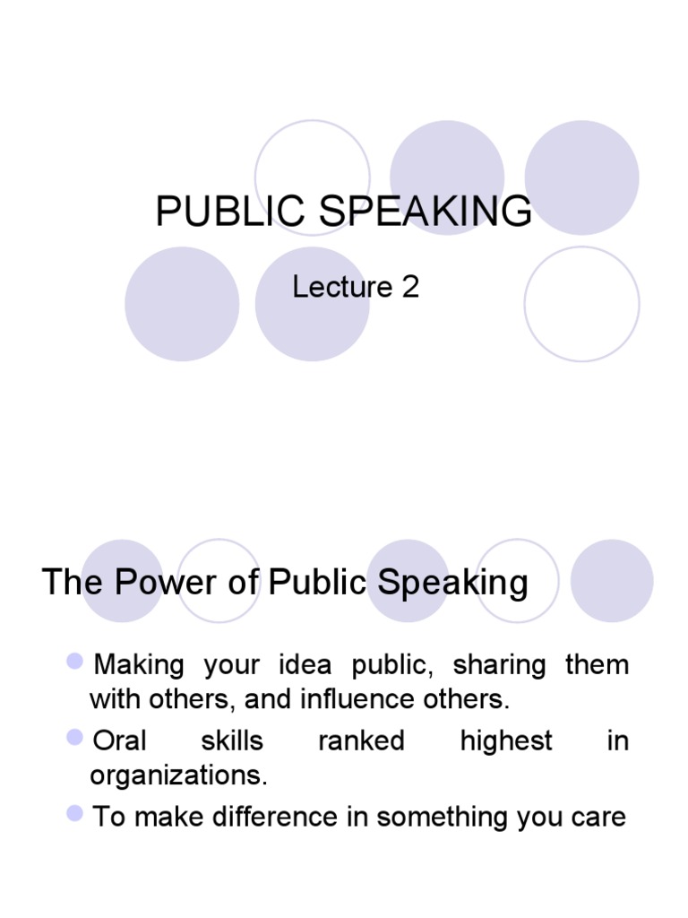 Lecture 2 | PDF | Speech | Public Speaking