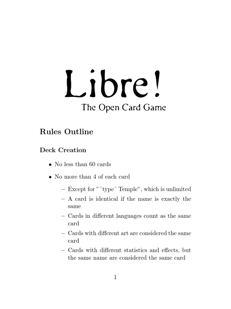 Rules Outline: Deck Creation | PDF