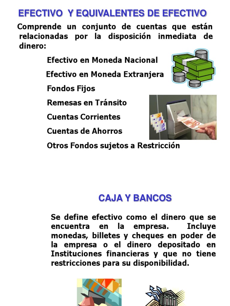 PPT 1 Efectivo y Equivalentes de Efectivo | Efectivo | Bancos | Prueba ...