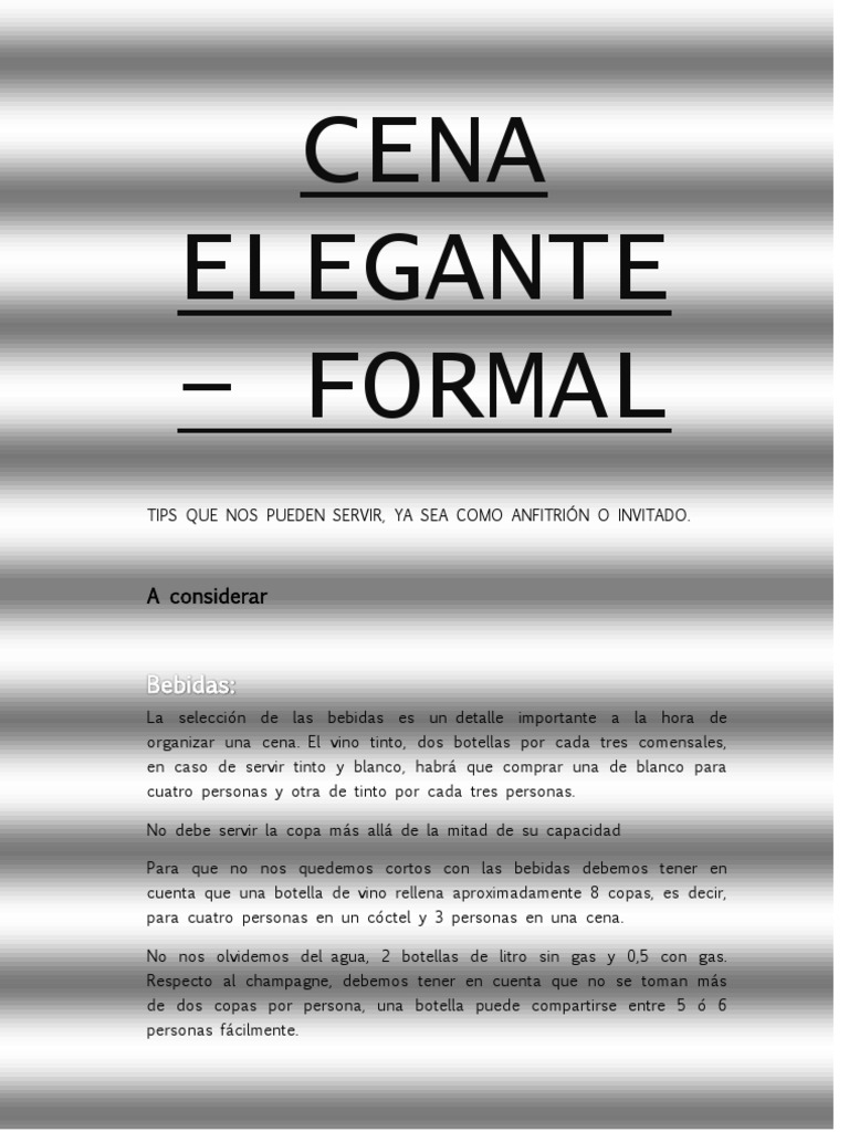 Tips para una Cena Formal Elegante | PDF | Cuchillería | Preparación de ...