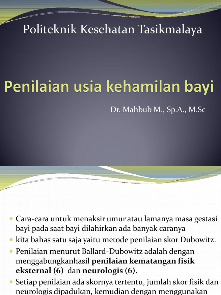 Penilaian Score Dubowitz | PDF