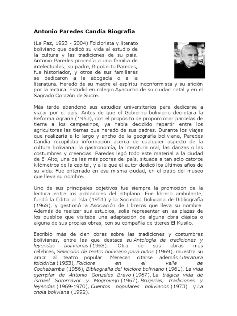Antonio Paredes Candía Biografia | PDF