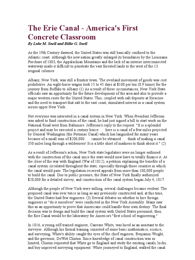 The Erie Canal-America's First Concrete Classroom | PDF | Mortar ...