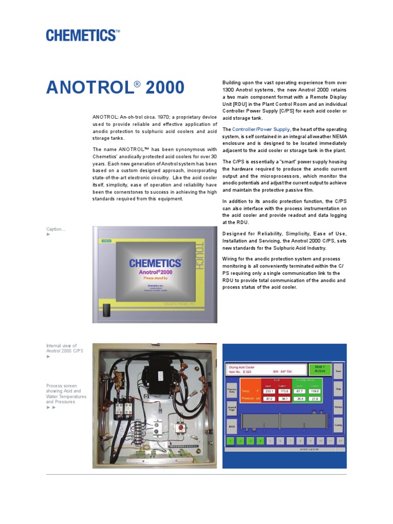 01 - Chemetics Anotrol 2000 InfoSheet | PDF | Power Supply | Computing