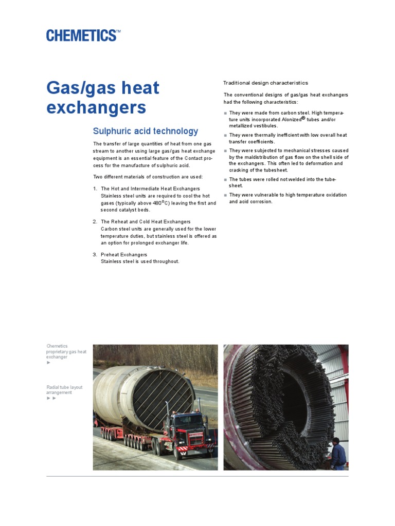 01 - Chemetics Gas-Gas Heat Exchanger InfoSheet | PDF | Heat Exchanger ...