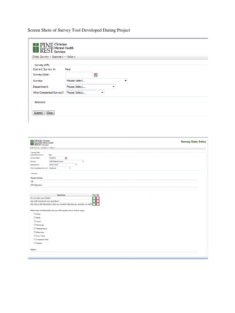 Survey Tool Screenshots Overview | PDF