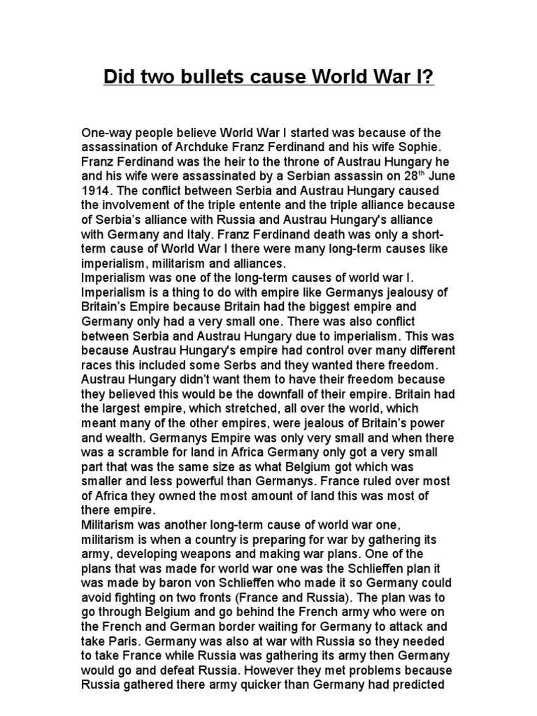 Assassination's Role in WWI Causes | PDF | Allies Of World War I ...