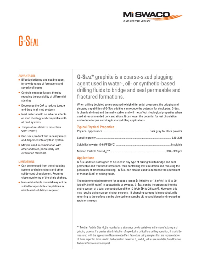 G-Seal (Mi Swaco) | PDF | Chemistry | Materials