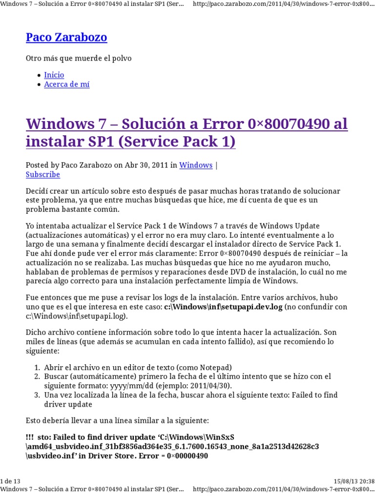 Windows 7 Error Sp1 | PDF | Windows 7 | Microsoft Windows