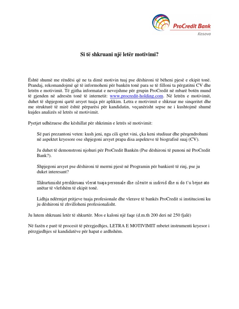 Si Te Shkruani Nje Leter Motivimi | PDF