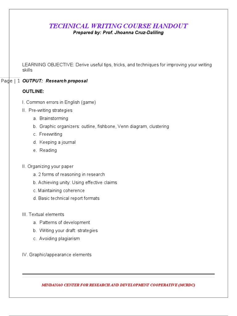 Technical Writing Handout | PDF | Causality | Truth