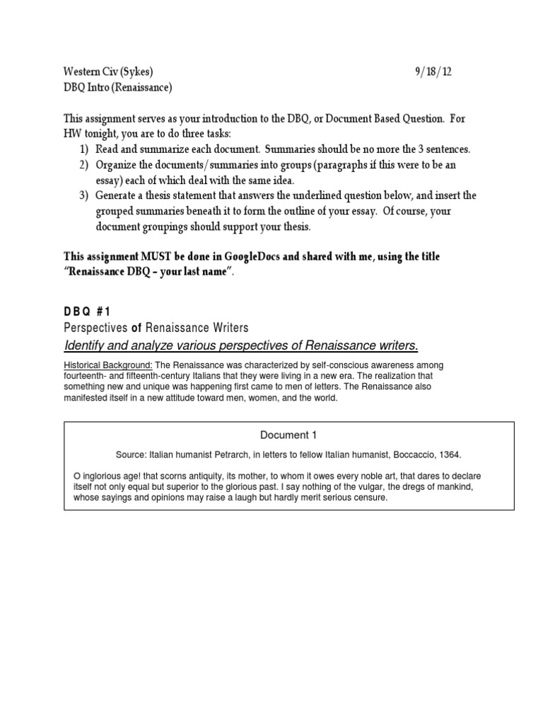 Renaissance DBQ History | PDF | Science | Philosophical Science