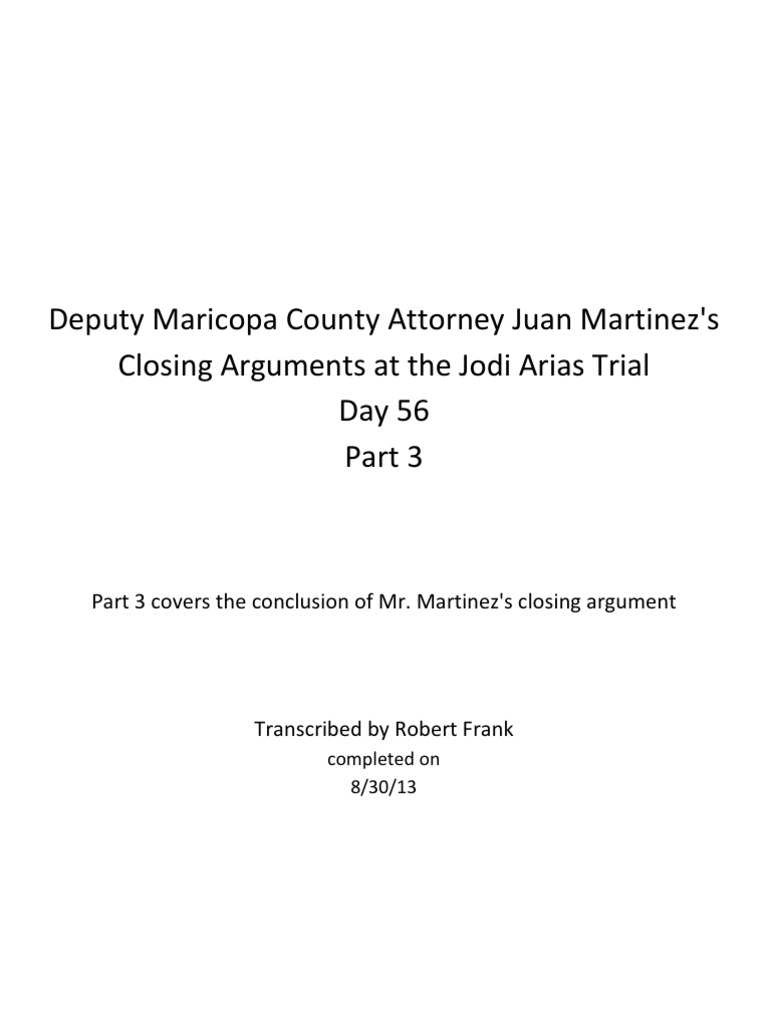 Jodi Arias Prosecution Closing Arguments Part 3 | PDF | Reasonable ...