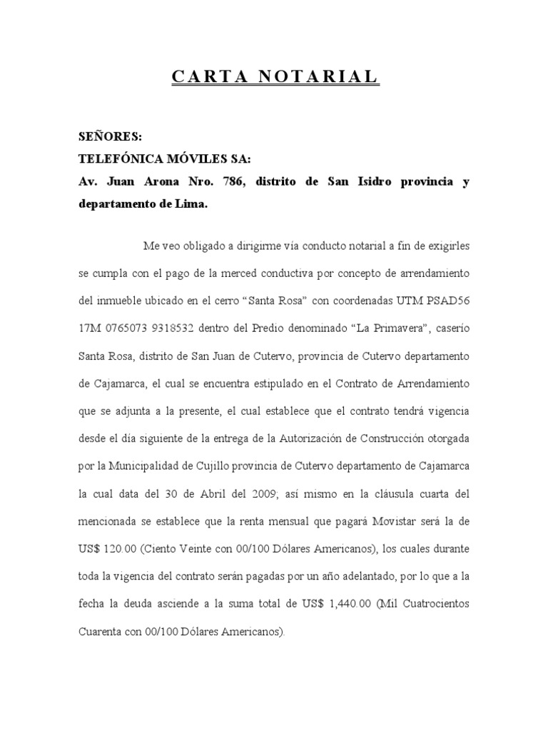 Carta Notarial Telefonica | PDF