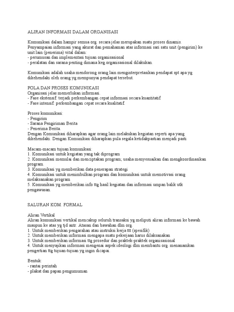 Aliran Informasi Dalam Organisasi | PDF