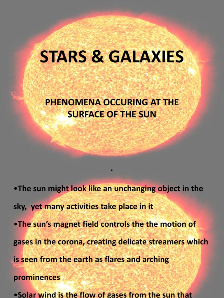 Stars & Galaxies: Phenomena Occuring at The Surface of The Sun | PDF