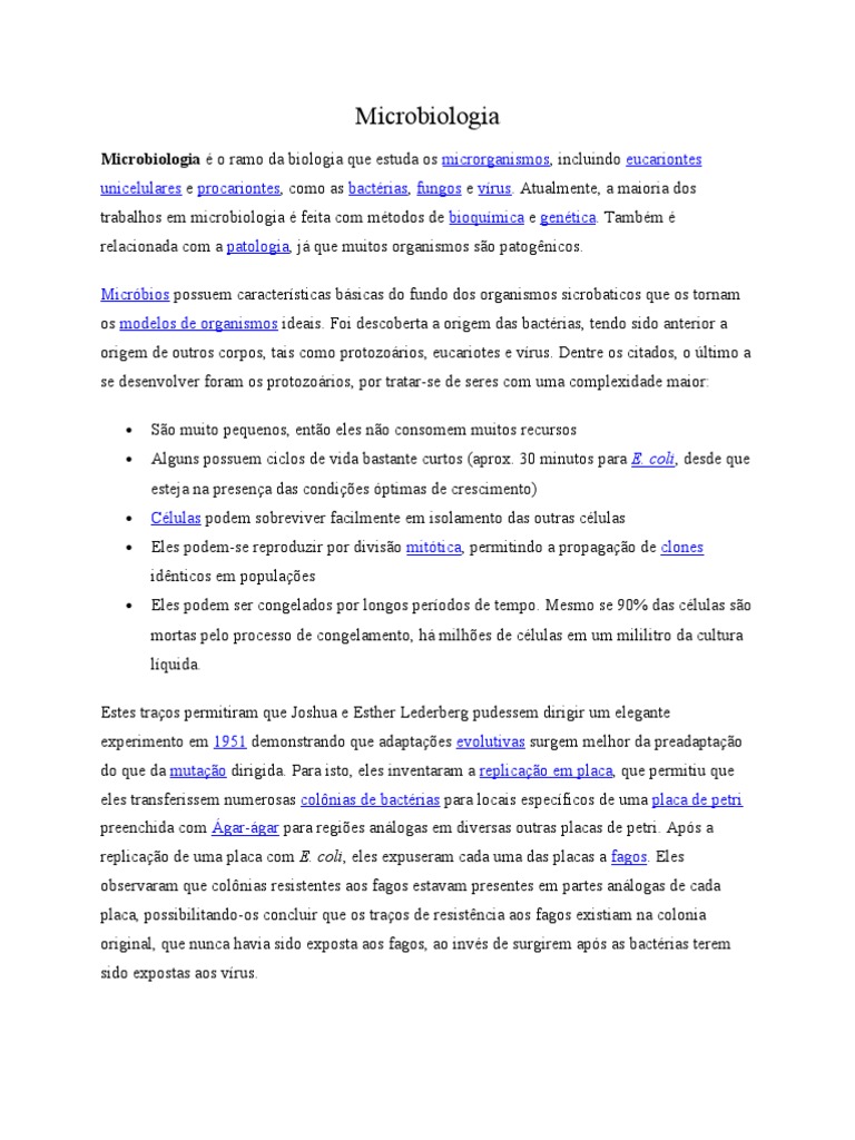 Microbiologia - Conceitos Básicos e Bactérias | PDF | Fermentação ...