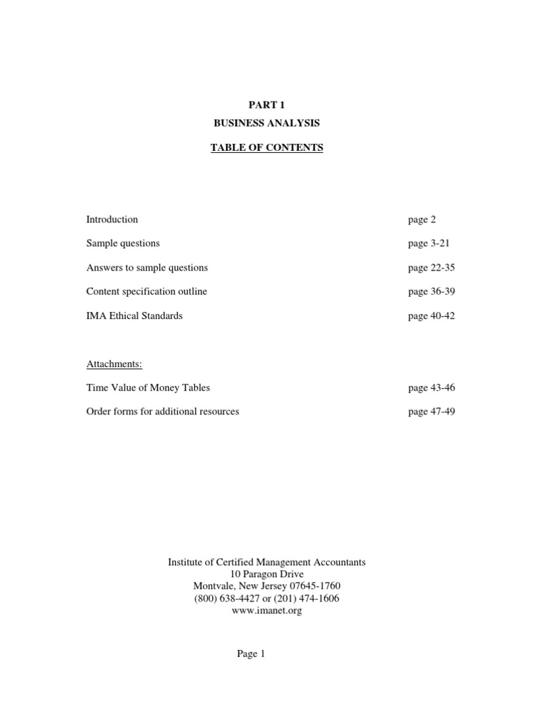 CMA Part 1 Sample Questions From ChinaIMA | PDF