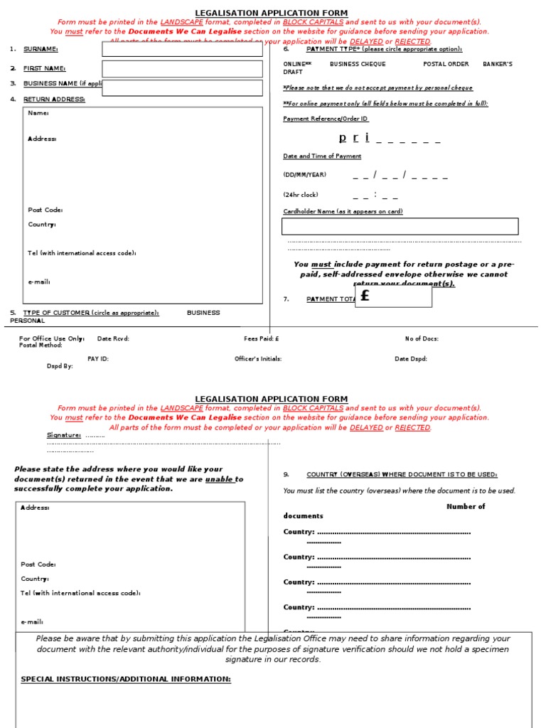 LO App Form Word 2012 | PDF | Mail | Payments