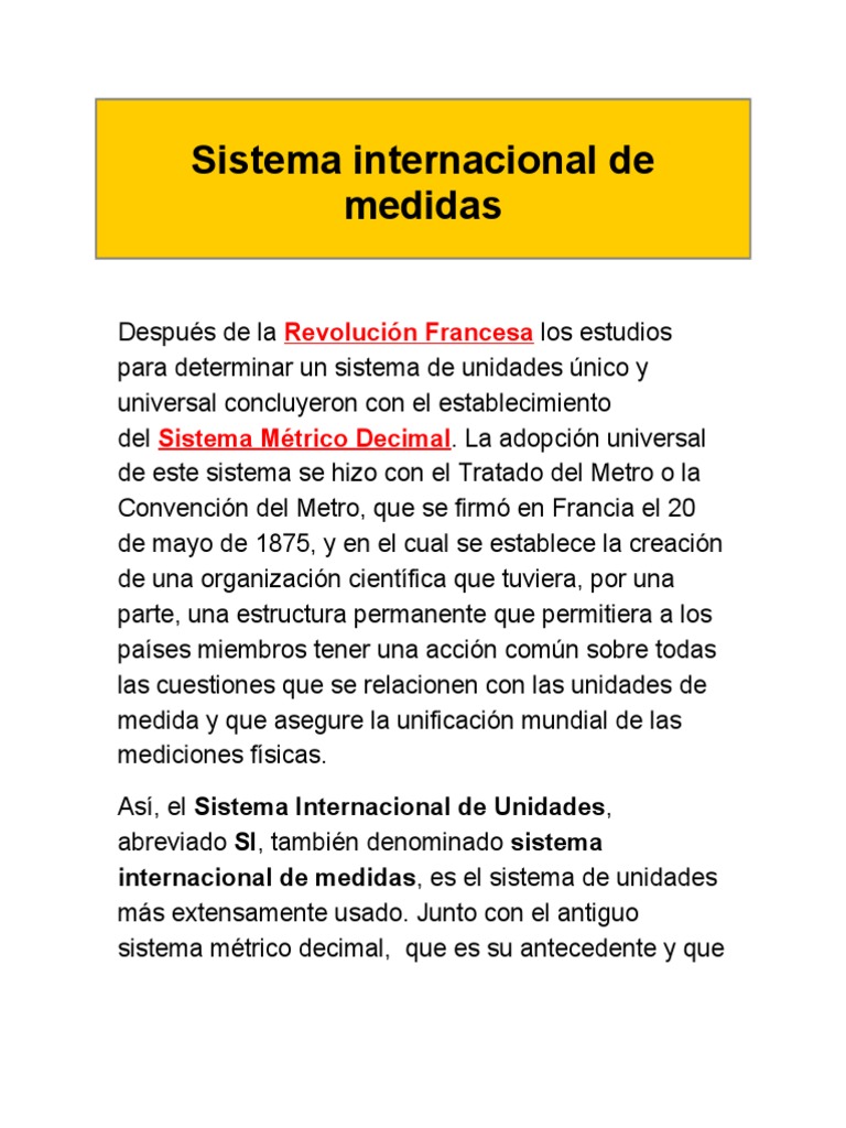 Sistema Internacional de Medidas | PDF | Sistema Internacional de ...