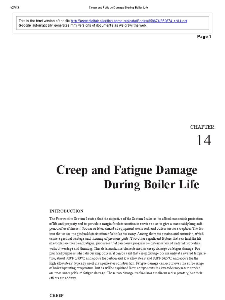 Creep and Fatigue Damage During Boiler Life | PDF | Creep (Deformation ...