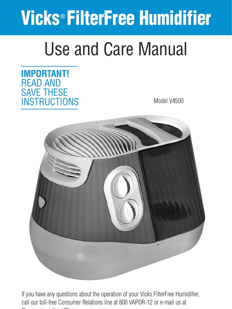 Vicks V4500 Humidifier User Manual | PDF | Relative Humidity | Flavor