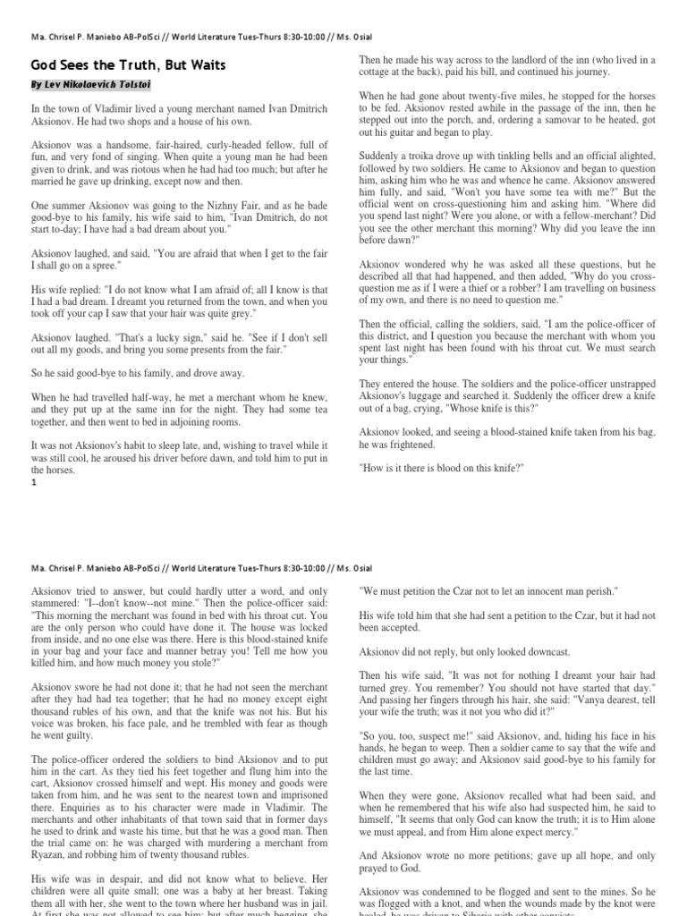 God Sees The Truth, But Waits | PDF | Crime Thriller