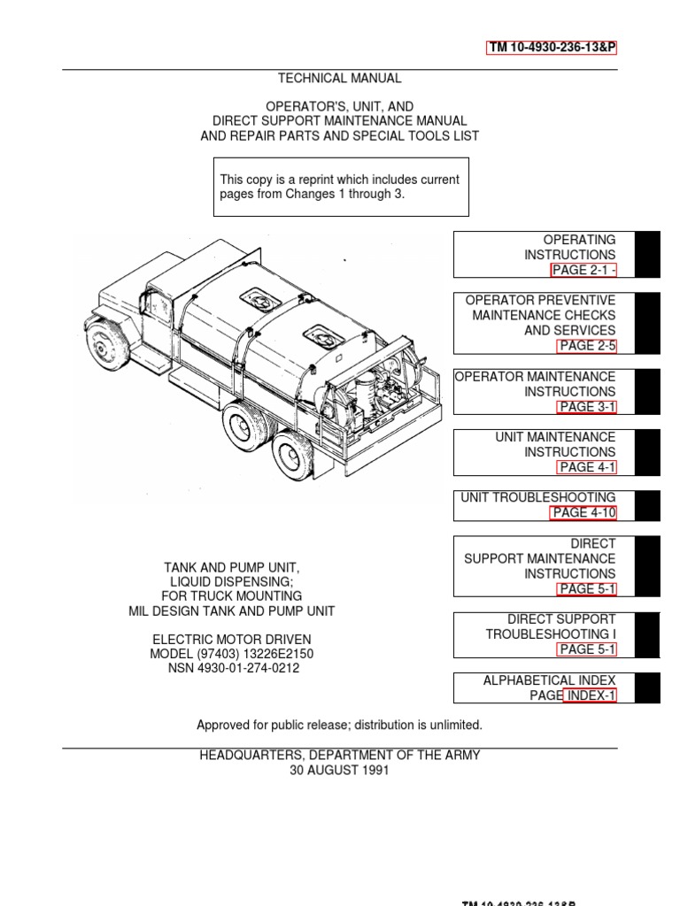 TM 10-4930-236-13P Tank and Pump Unit For Truck | PDF | Switch | Pump