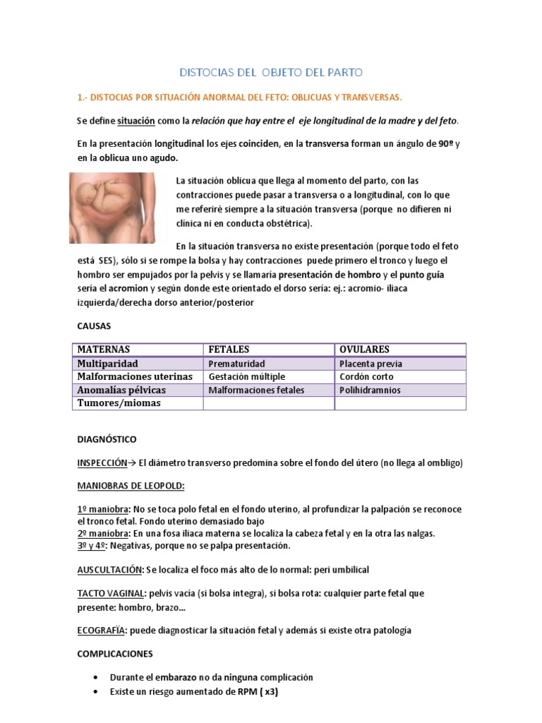 Distocias Del Objeto Del Parto | PDF | Parto | Pelvis