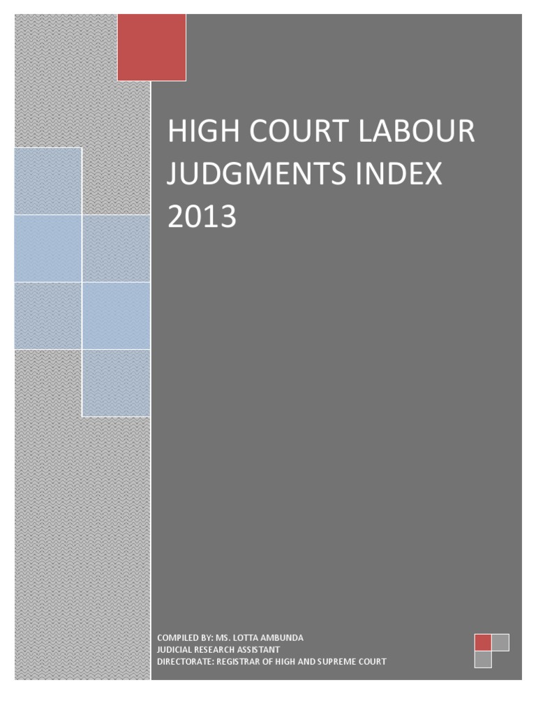Labour Judgment Index Namibia 2013 | Supreme Courts | Arbitration ...