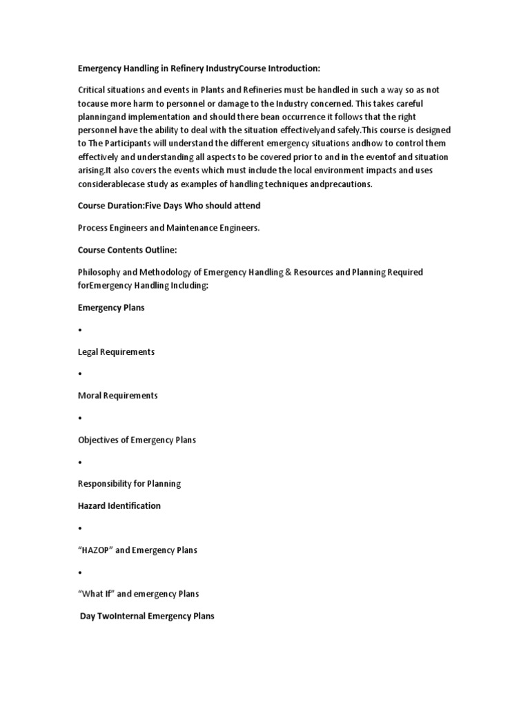 Emergency Response Training for Refineries | PDF | Emergency Management ...