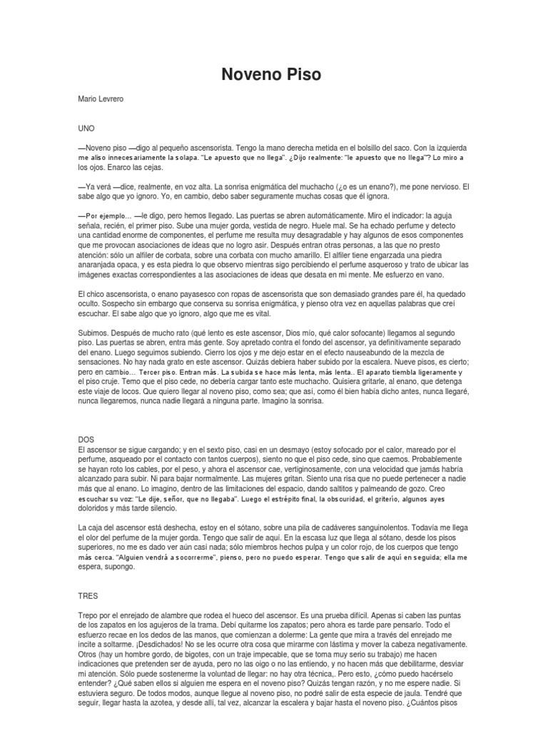 Mario Levrero - Noveno Piso | PDF | Ascensor | Perfume