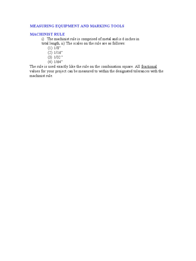 Machinist Rule: Measuring Tool Guide | PDF | Technology & Engineering