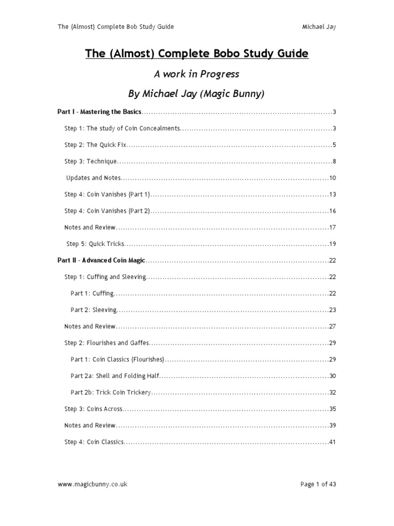 Bobo Study Guide | PDF | Magic (Illusion) | Hand