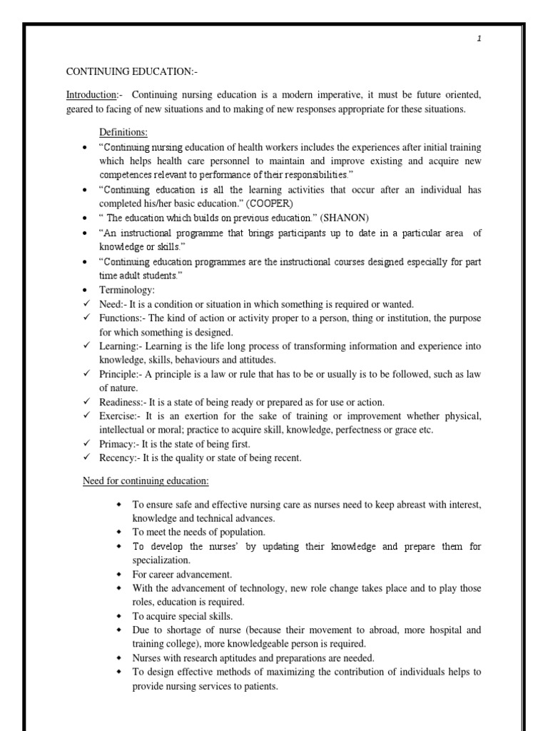 Continuing Education | PDF | Nursing | Learning