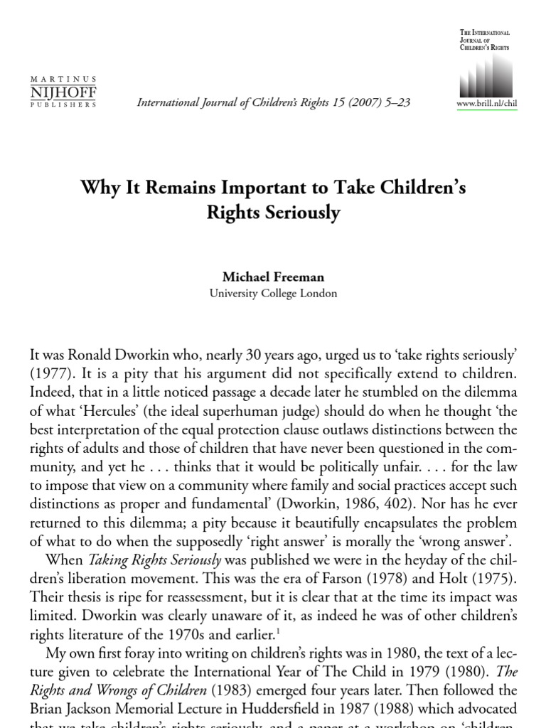 Michael Freeman | PDF | Children's Rights | Social Exclusion