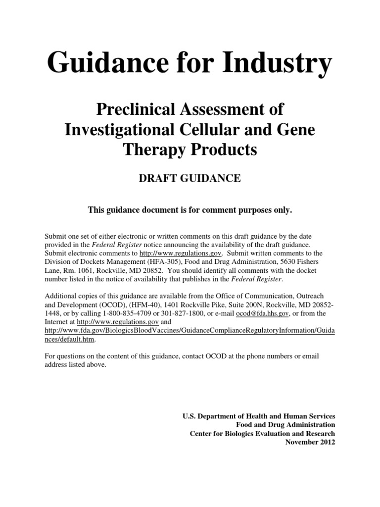 Preclinical Guidance for Gene Therapy | PDF | Cellular Differentiation ...