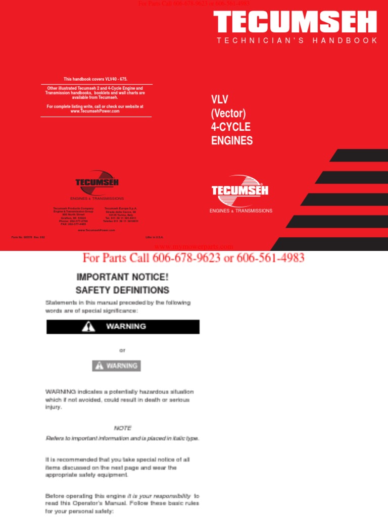 Tecumseh 4-Cycle - For - VLV - Vector Thru - 675 PDF | PDF | Internal ...