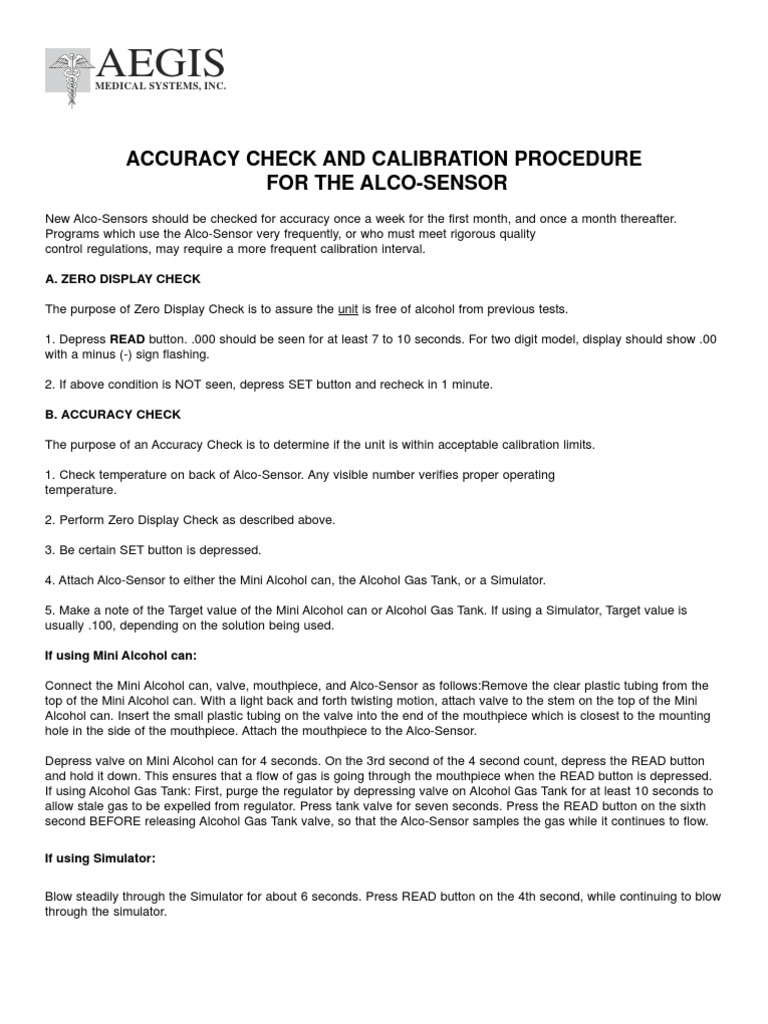 Alco-Sensor Calibration Guide | PDF
