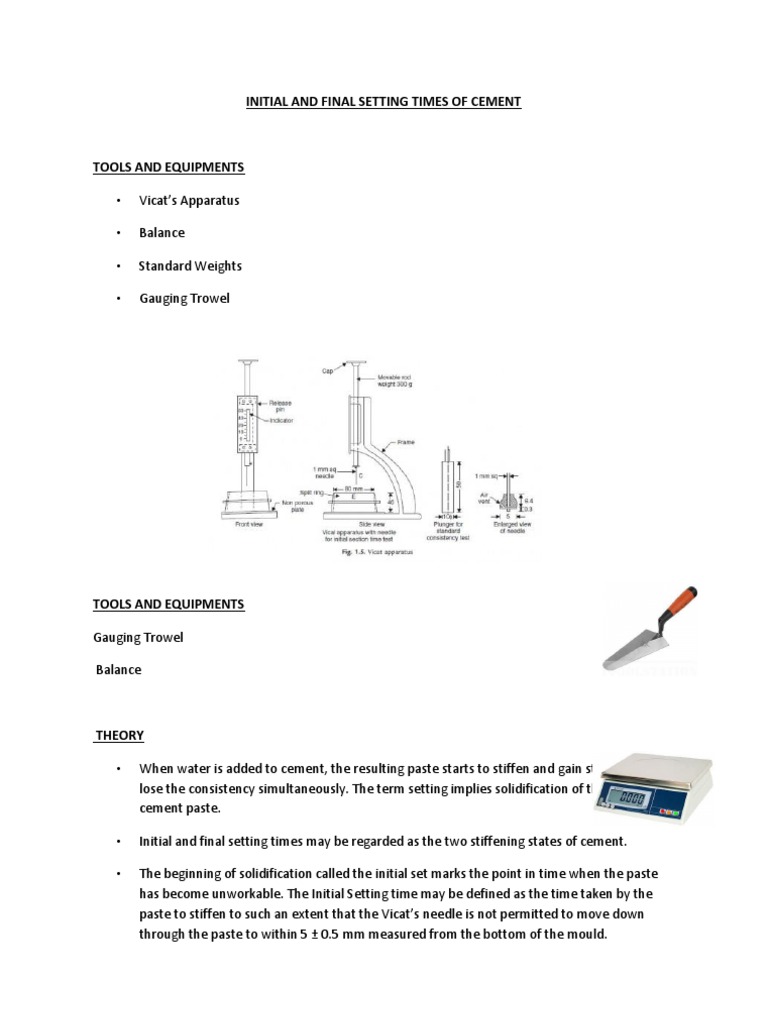 Initial and Final Setting Times of Cement | Download Free PDF ...