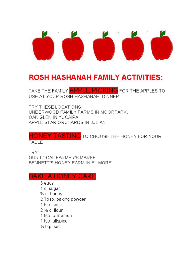 Rosh Hashanah Family Activities Guide | PDF