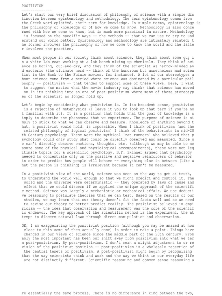 Positivism Theory | PDF | Positivism | Theory