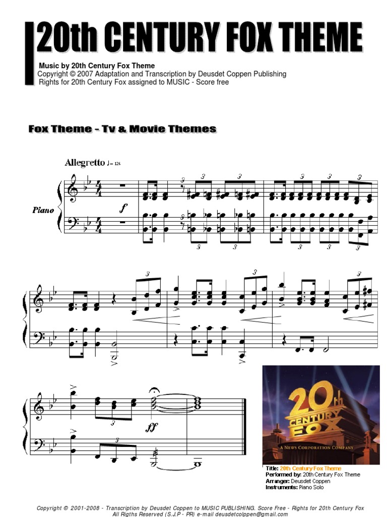 20th Century Fox Theme - Piano | PDF | Social Information Processing ...